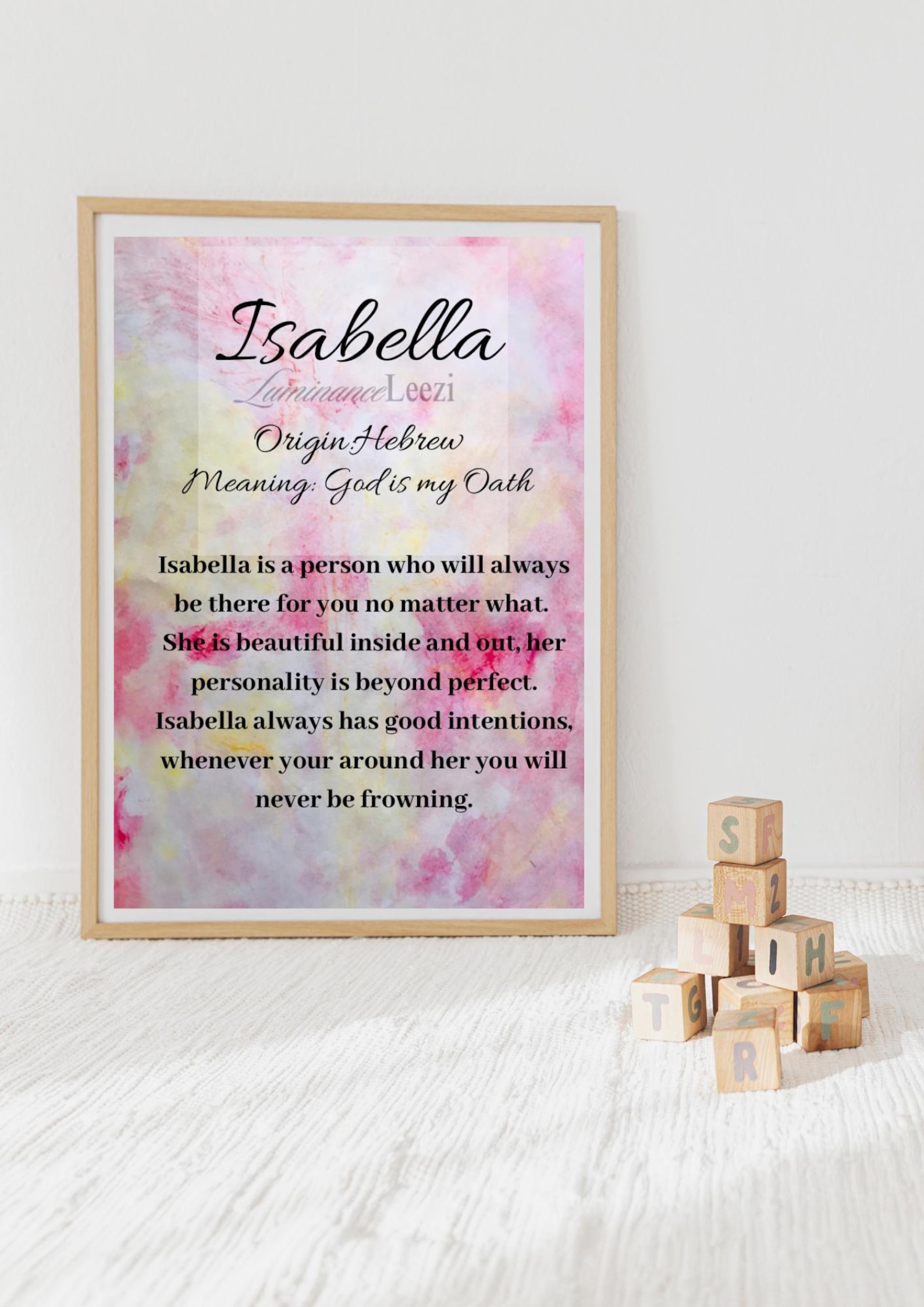 Isabella Personalised Name Meaning Print / Origin and Personality ...
