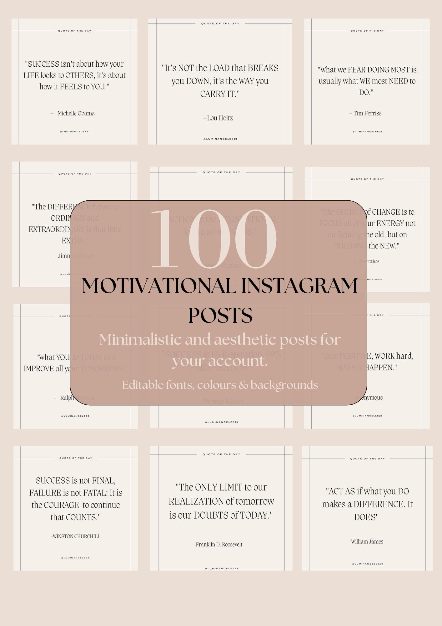 100 Motivational Minimalistic & Aesthetic Instagram Posts, 100 ...
