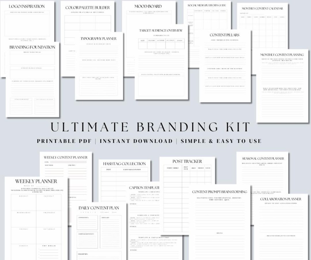 Printable Branding Kit, Branding Kit, Branding Kit Templates, Social ...
