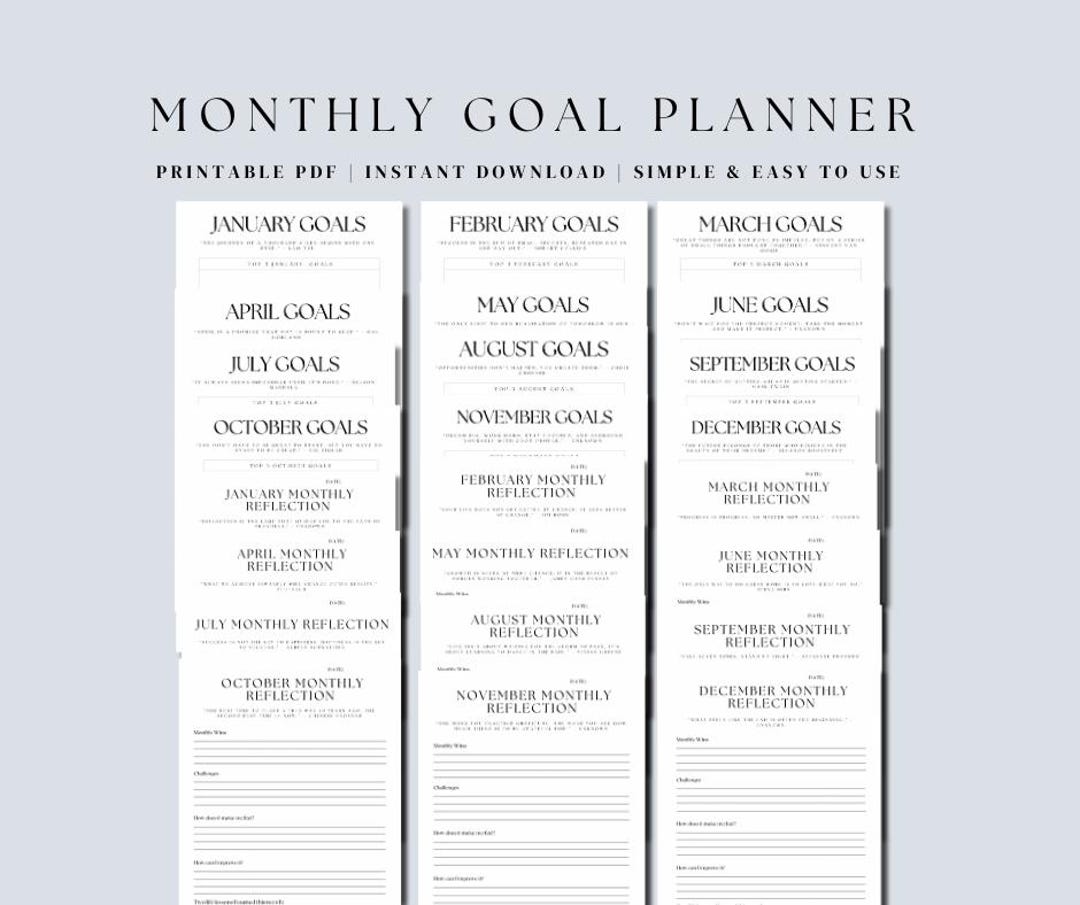 Self-care Goals Monthly Planner Mental Health Monthly Planner Goal ...