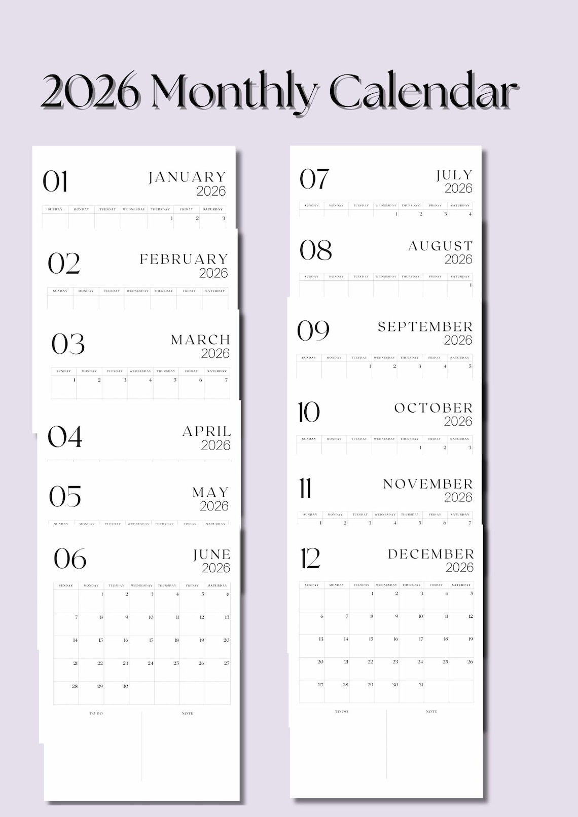 2026 Monthly Planner, Printable 2026 Monthly Planner, 2026 Desk ...