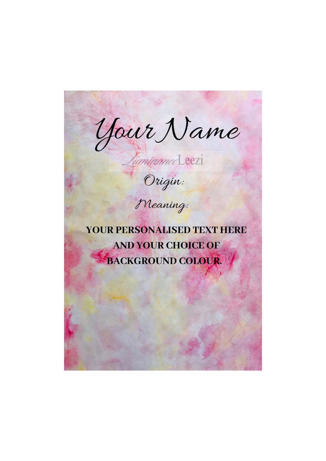 Personalised Custom Name Meaning Prints - Etsy