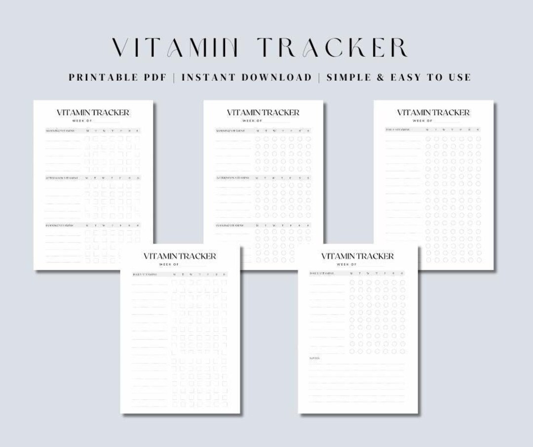 Printable Vitamin Tracker, Daily Vitamin Tracker, Weekly Vitamin ...