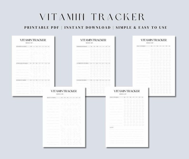 Printable Vitamin Tracker, Daily Vitamin Tracker, Weekly Vitamin ...