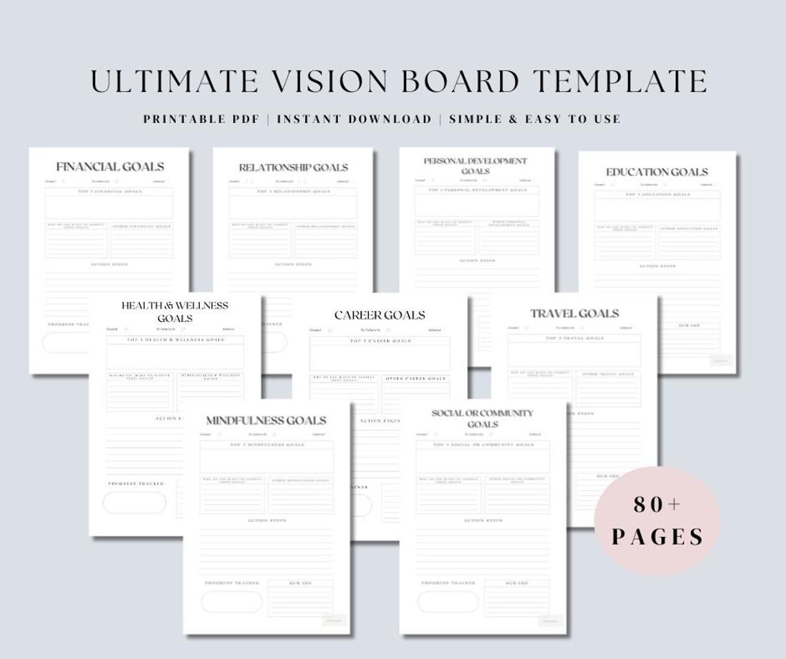2026 Yearly Vision Board, Goal Setting, Vision Board Printable, Vision ...