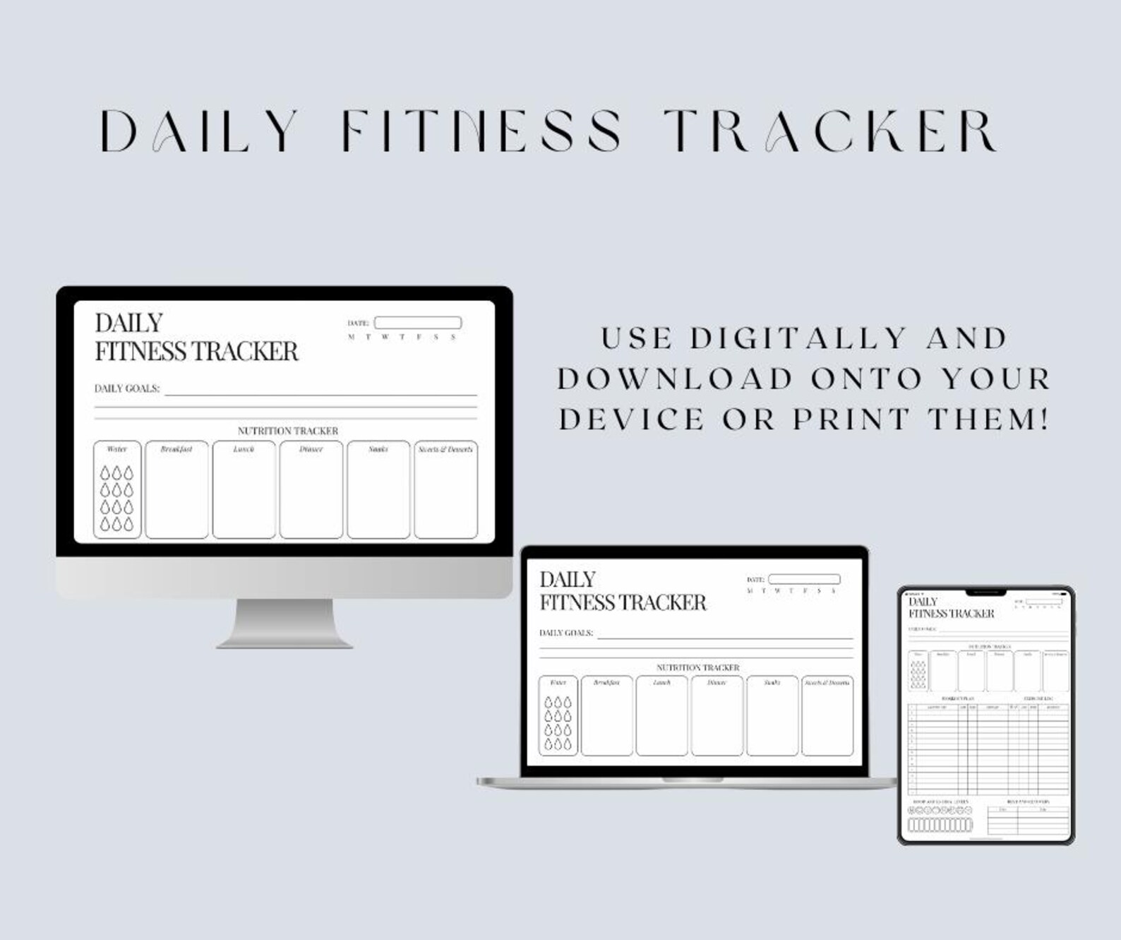 Printable Daily Fitness Tracker, Fitness Tracker, Daily Digital Fitness ...