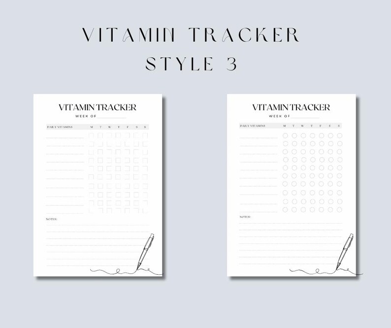 Printable Vitamin Tracker, Daily Vitamin Tracker, Weekly Vitamin ...