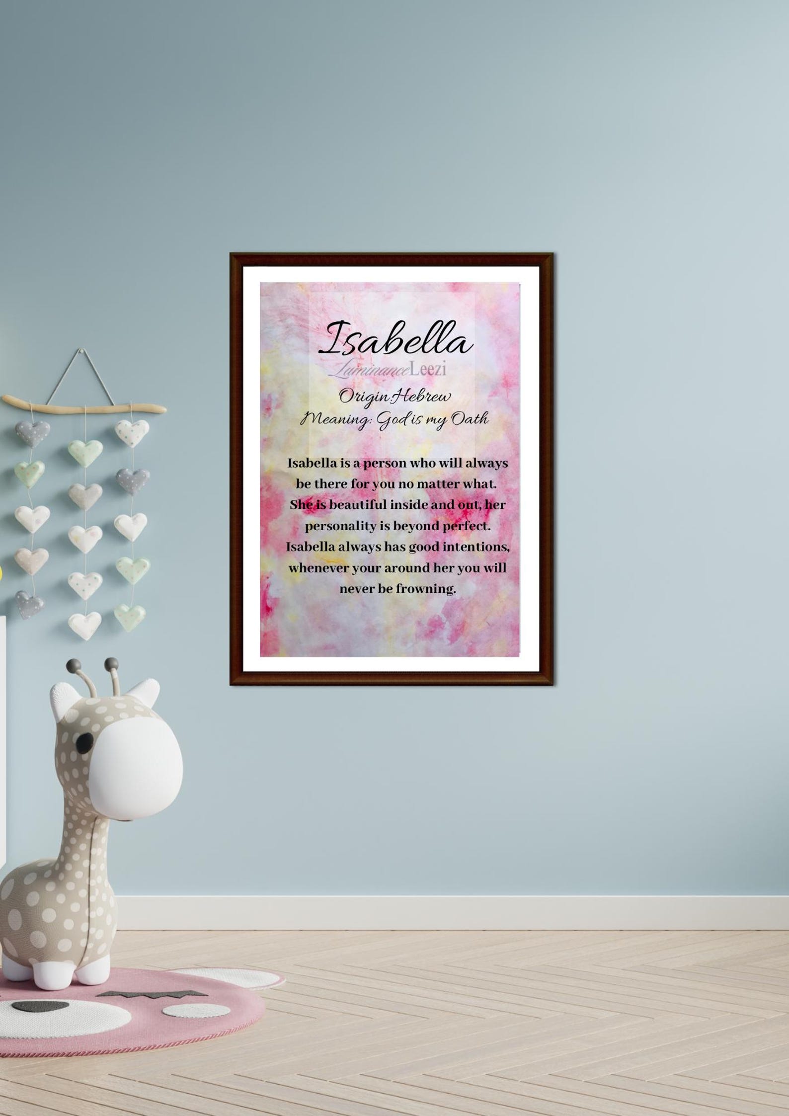 Isabella Personalised Name Meaning Print / Origin and Personality ...