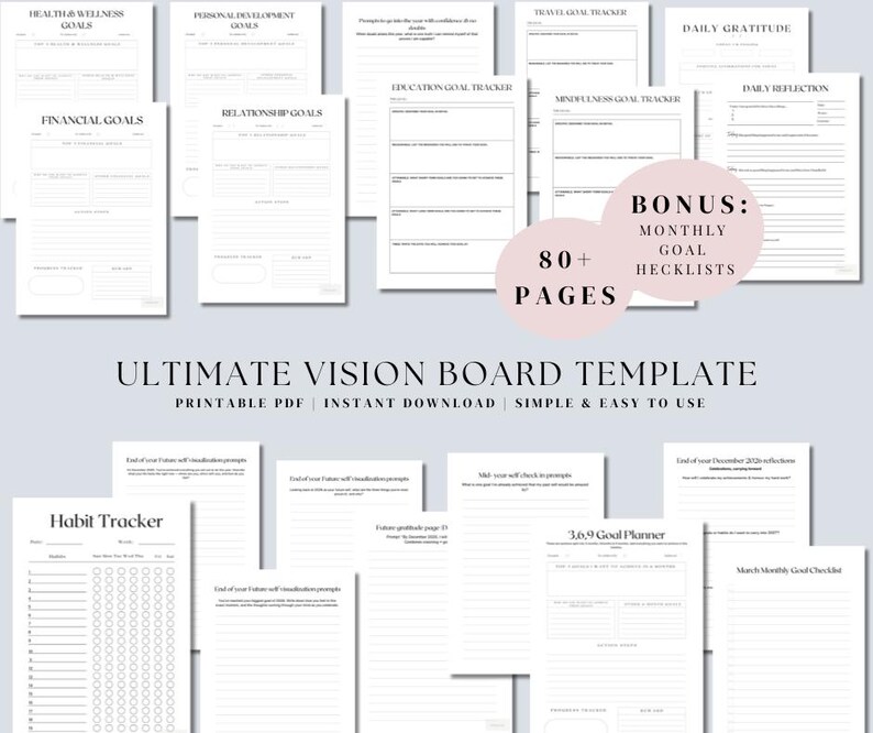 2026 Yearly Vision Board, Goal Setting, Vision Board Printable, Vision ...