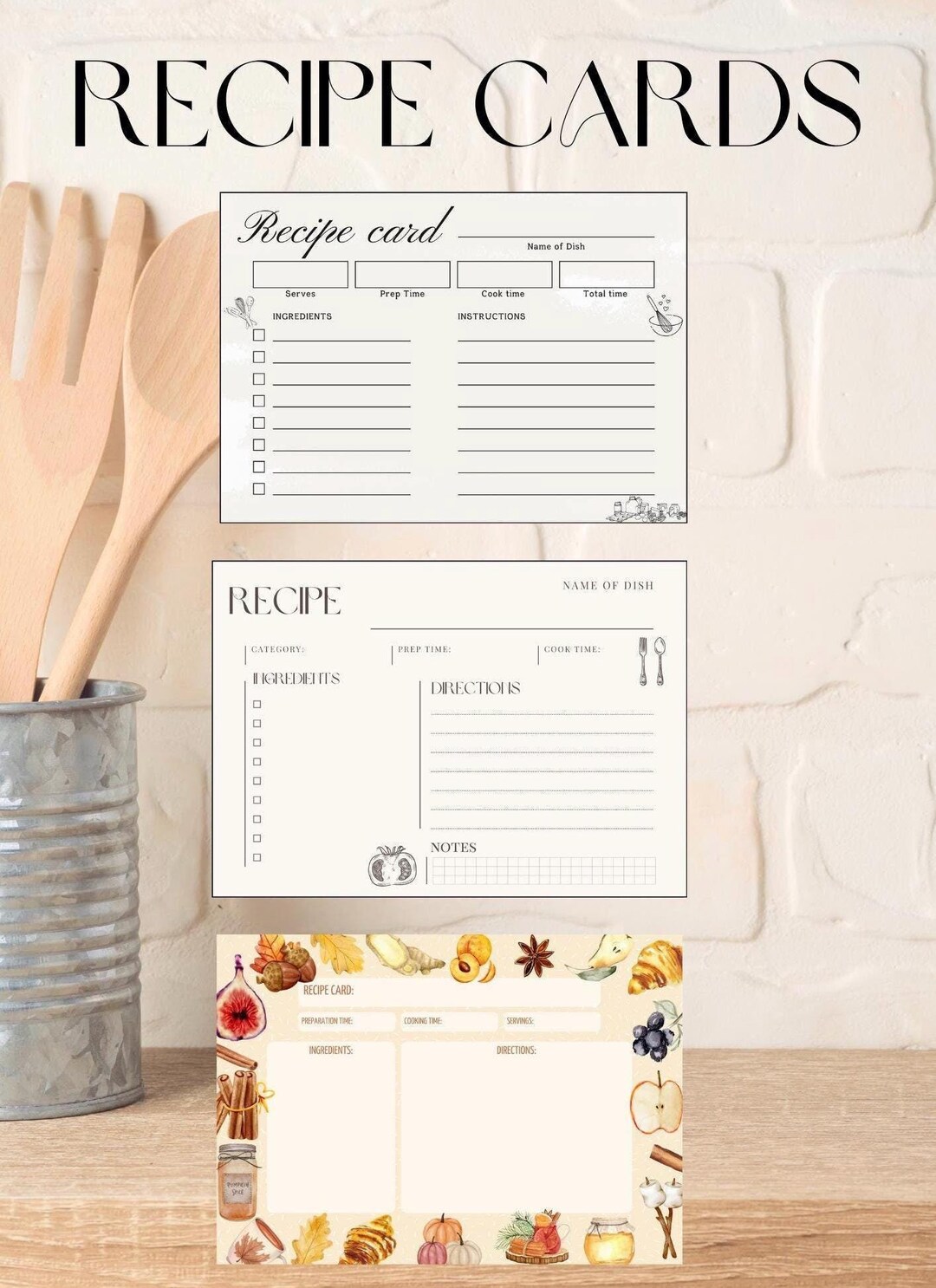 Recipe Cards, Recipe Book, Vintage Recipe Cards, Printable Recipe Cards ...