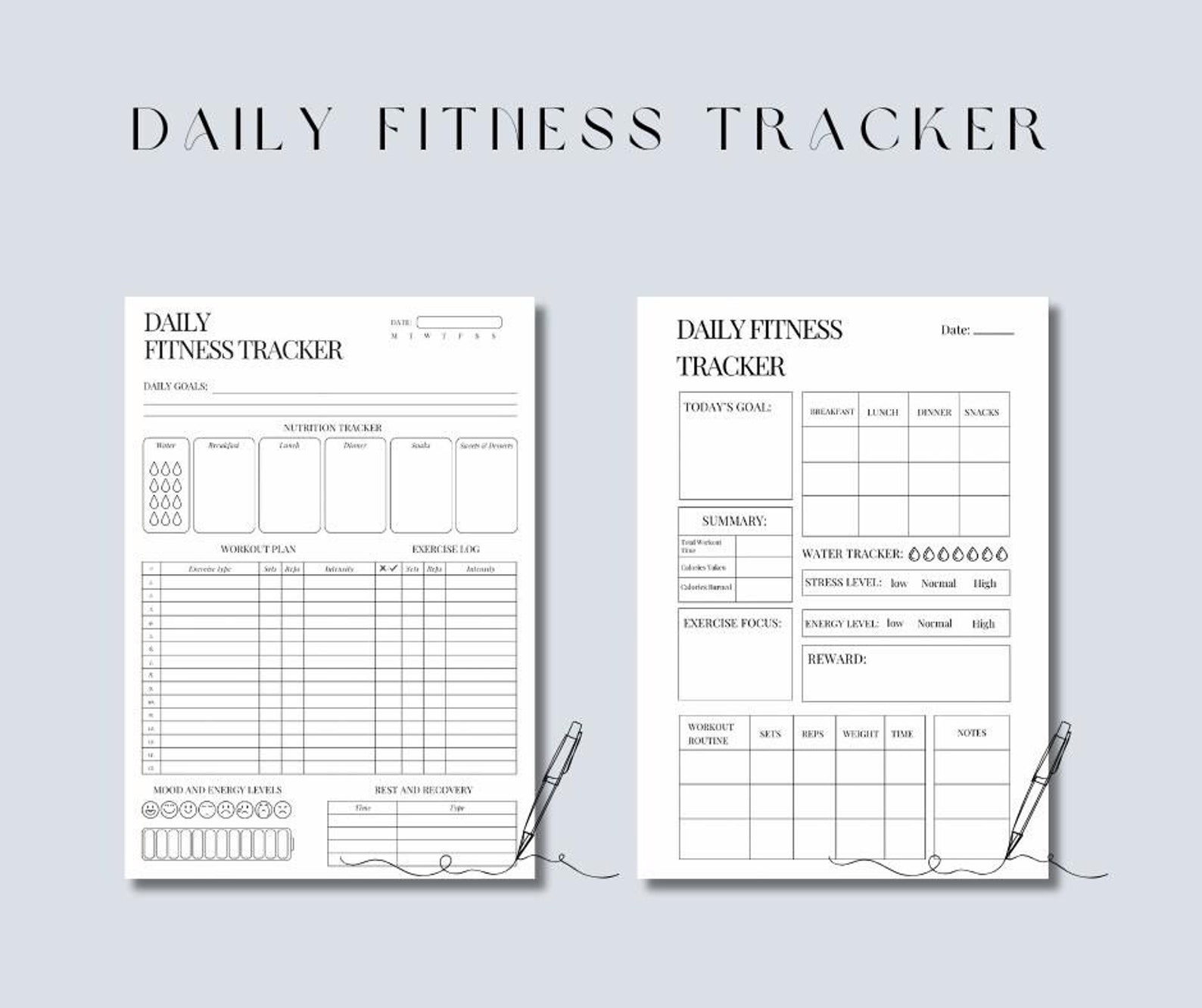 Printable Daily Fitness Tracker, Fitness Tracker, Daily Digital Fitness ...