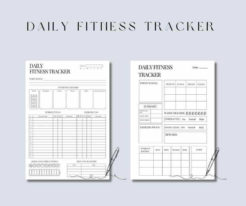 Printable Daily Fitness Tracker, Fitness Tracker, Daily Digital Fitness ...
