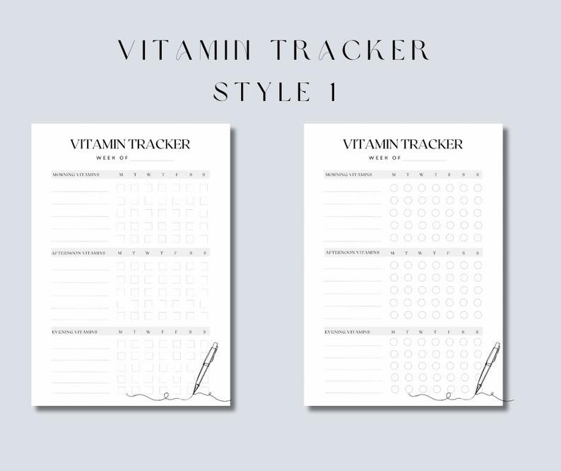 Printable Vitamin Tracker, Daily Vitamin Tracker, Weekly Vitamin ...