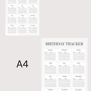 Printable Birthday Tracker, Birthday Planner Template, Birthday ...