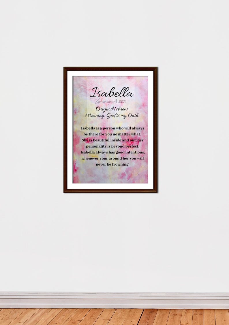 Isabella Personalised Name Meaning Print / Origin and Personality ...