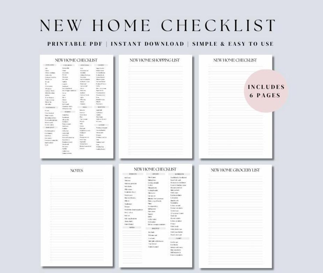 New Home Checklist, New Home Essentials Checklist, Home Buyer Checklist ...