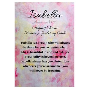 Isabella Personalised Name Meaning Print / Origin and Personality ...