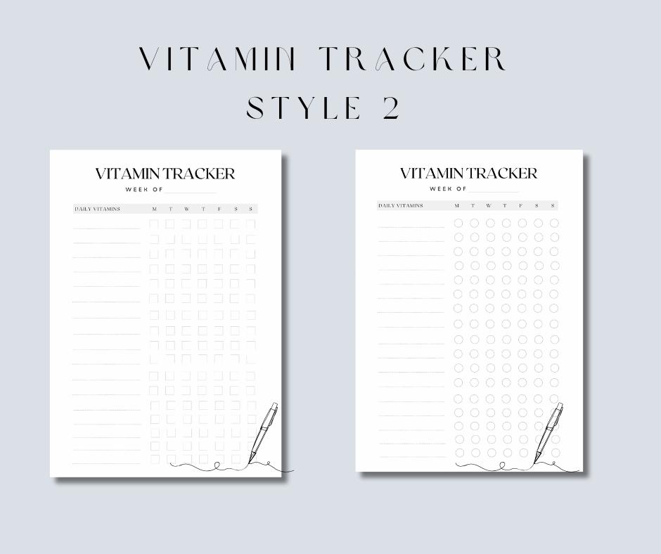 Printable Vitamin Tracker, Daily Vitamin Tracker, Weekly Vitamin ...