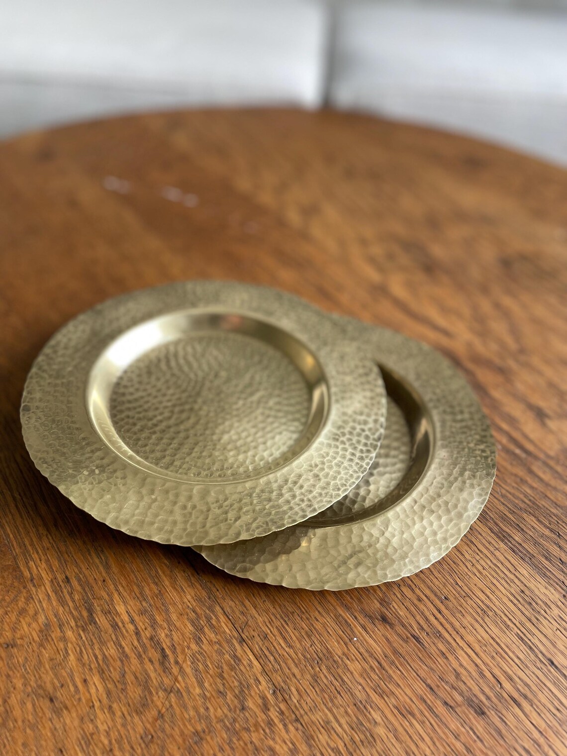 Vintage Hammered Brass Plates | Pillar Candle Plates | Brass Candle ...