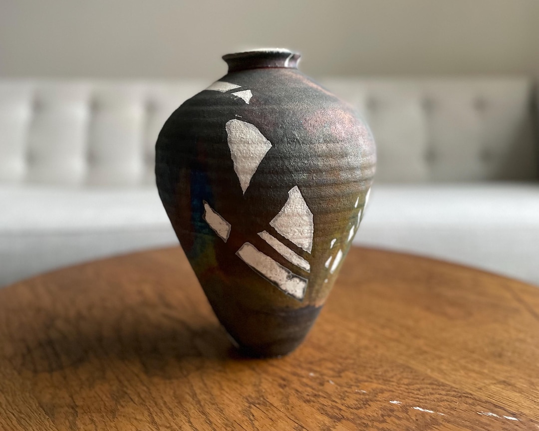 Vintage Raku Vase | Artist Signed and Dated | Raku Vase | MCM Studio ...