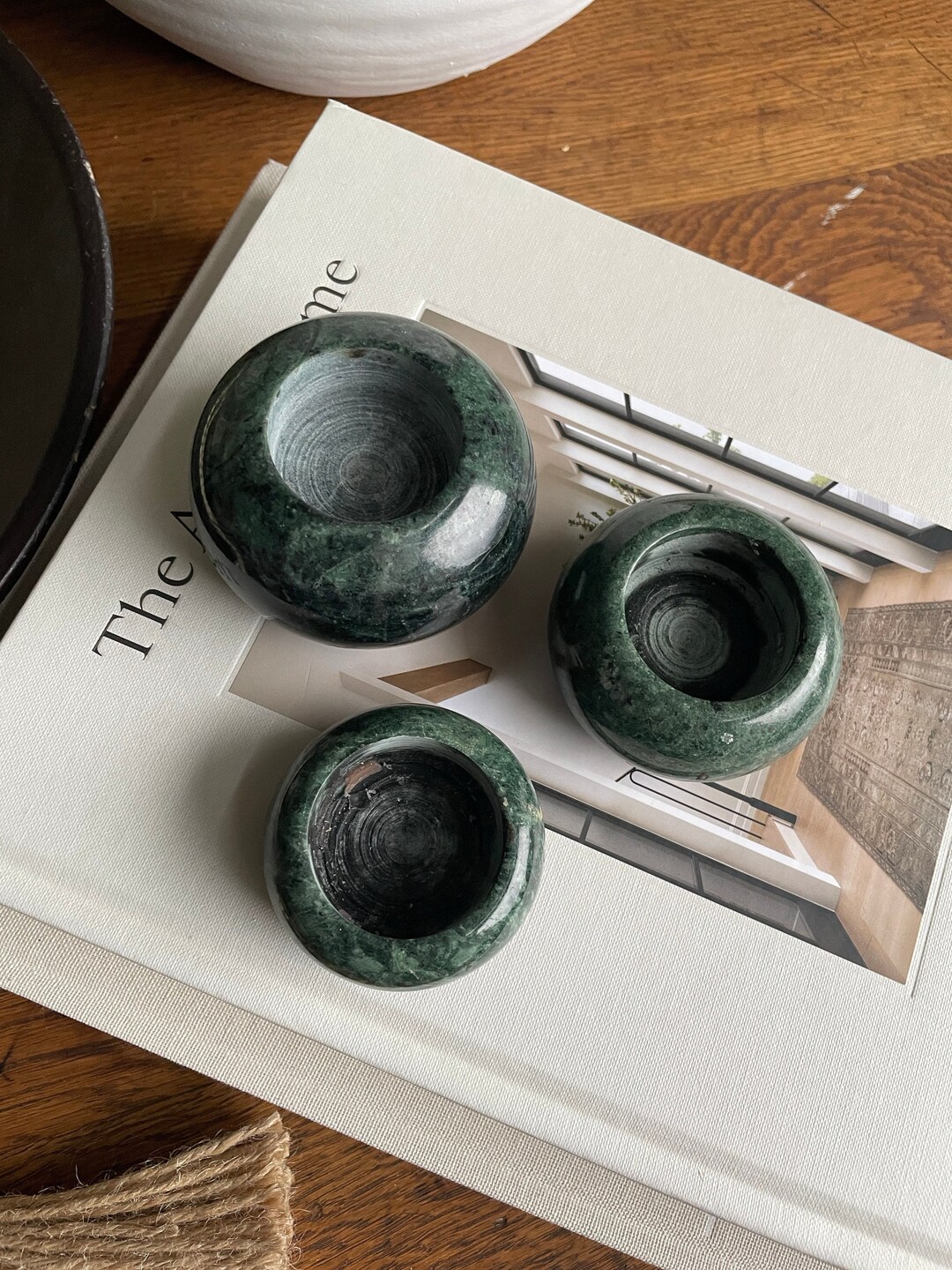 Vintage Green Marble Candle Holders Set of 3 Tealight Holders ...