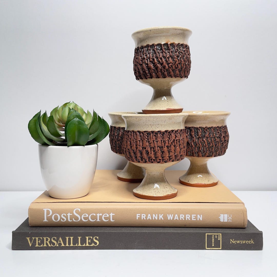 Vintage Studio Pottery Goblets | Russ Baldwin Tree Bark Studio Pottery ...
