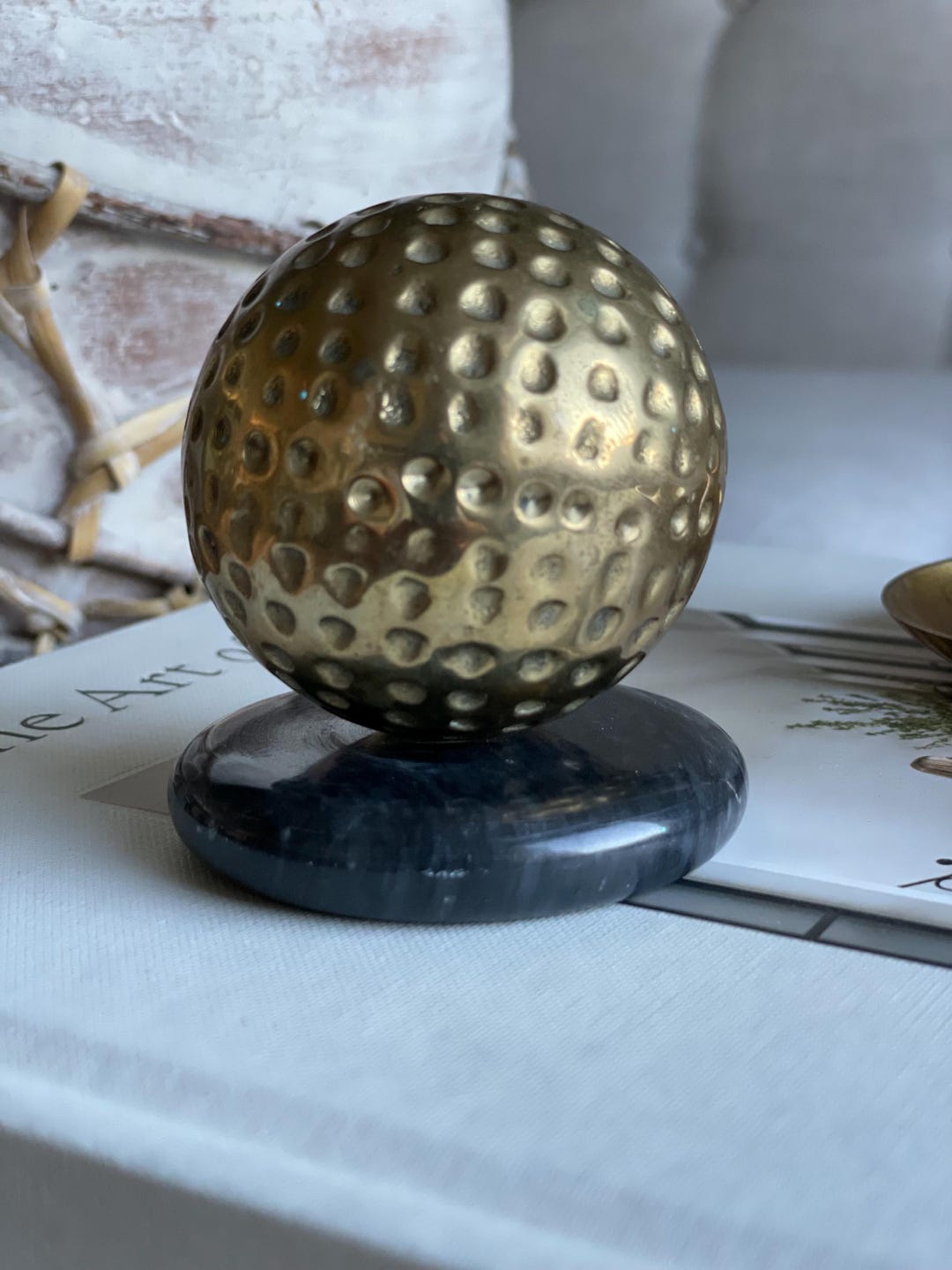 Vintage Brass Golf Ball Paperweight, Gold Ball Figurine - Etsy