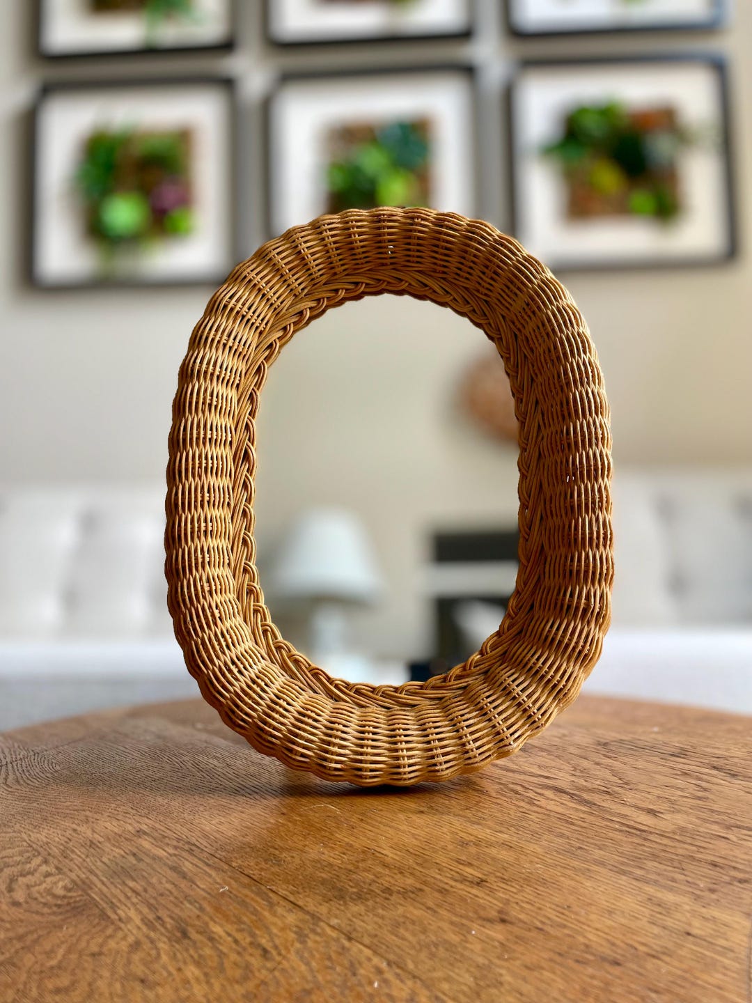 Vintage Rattan Mirror | Oval Rattan Mirror | Vintage Boho Mirror ...