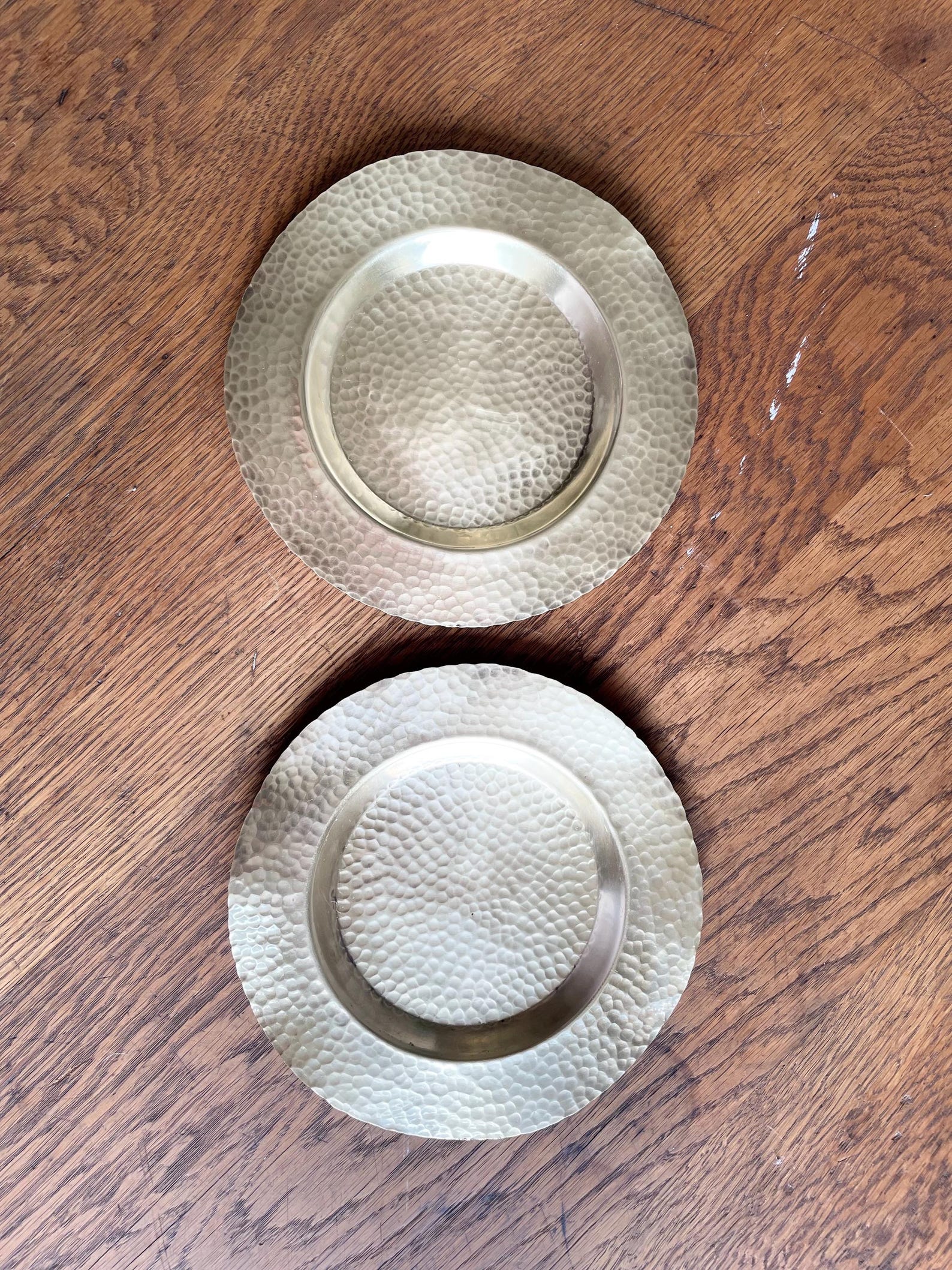 Vintage Hammered Brass Plates | Pillar Candle Plates | Brass Candle ...