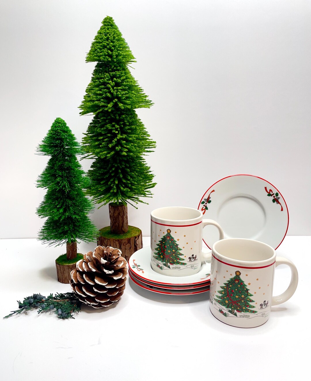 Vintage Kopin Christmas Pleasure Mugs and Plates Set of 6 Vintage Kopin ...