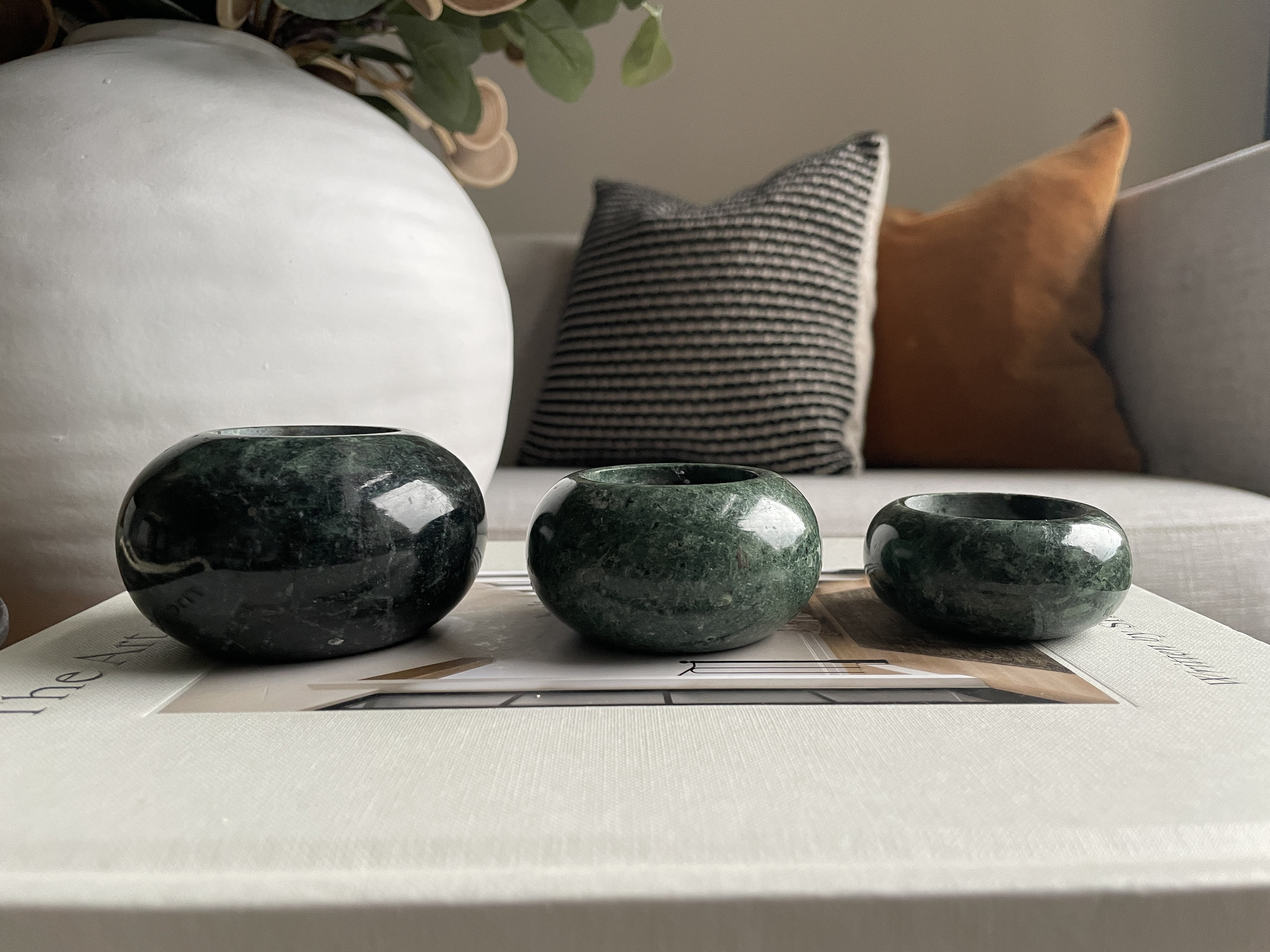 Vintage Green Marble Candle Holders Set of 3 Tealight Holders ...
