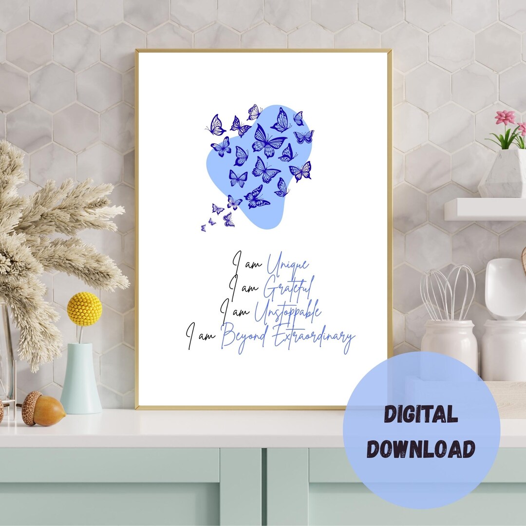 I Am Unique Positive Affirmation Printable Wall Art | Self-care ...