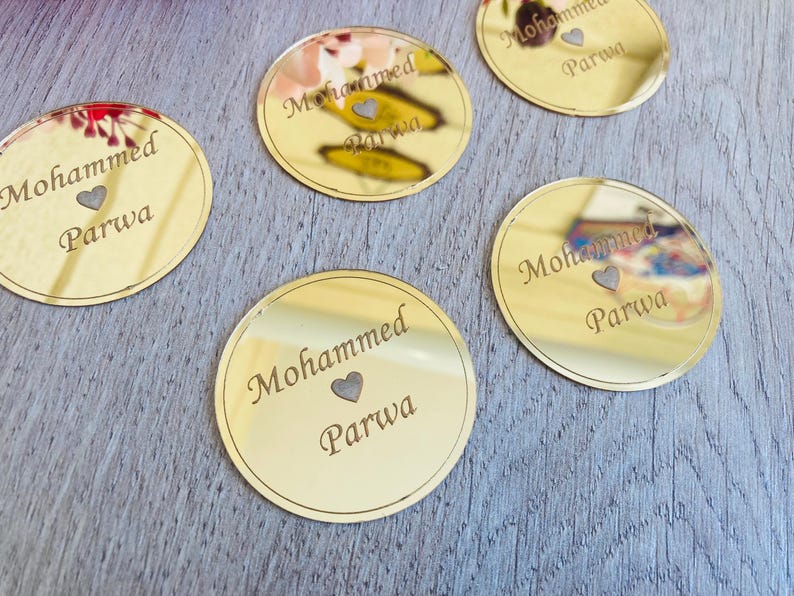 Custom Plexi Favor Tags, Save the Date Tag, Custom Acrylic Mirror Name ...