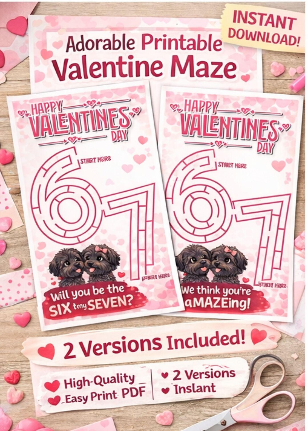 Valentine Maze Printable Bundle | Classroom Valentine Cards & Activity ...