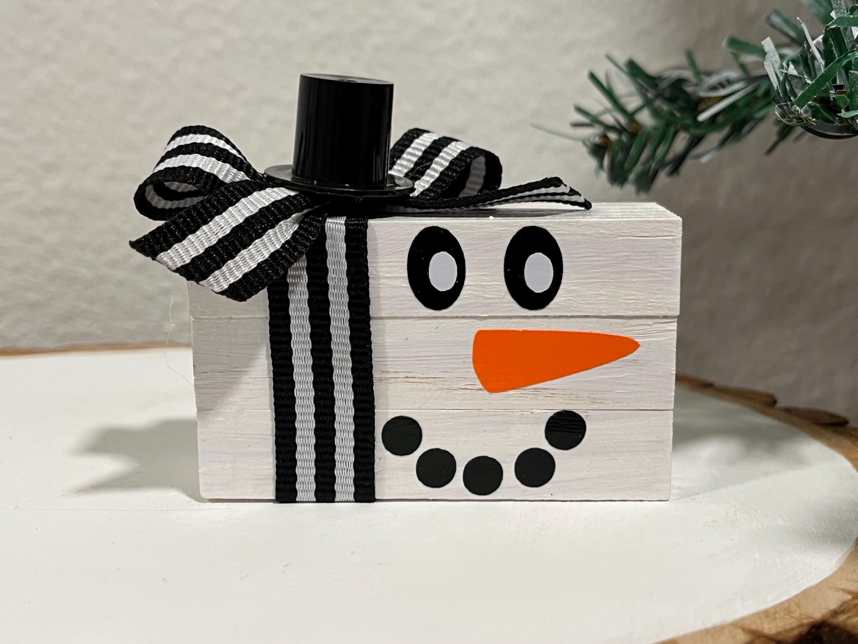 Mini Wood Book Stack, Book Stack, Snowman Book Stack Home Decor ...