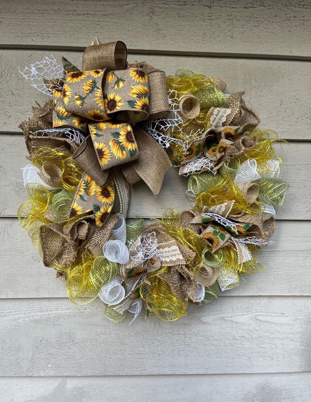 Fall Wreath, 18 Door Wreath, Mesh Door Wreath, Handmade Mesh Ribbon ...