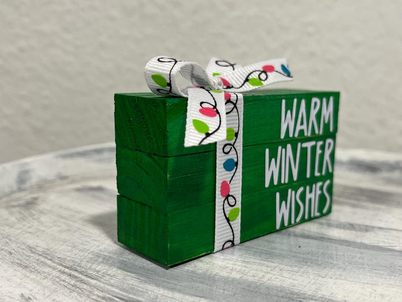 Handmade Mini Wood Winter Book Stack, Tiered Tray Decor - Etsy