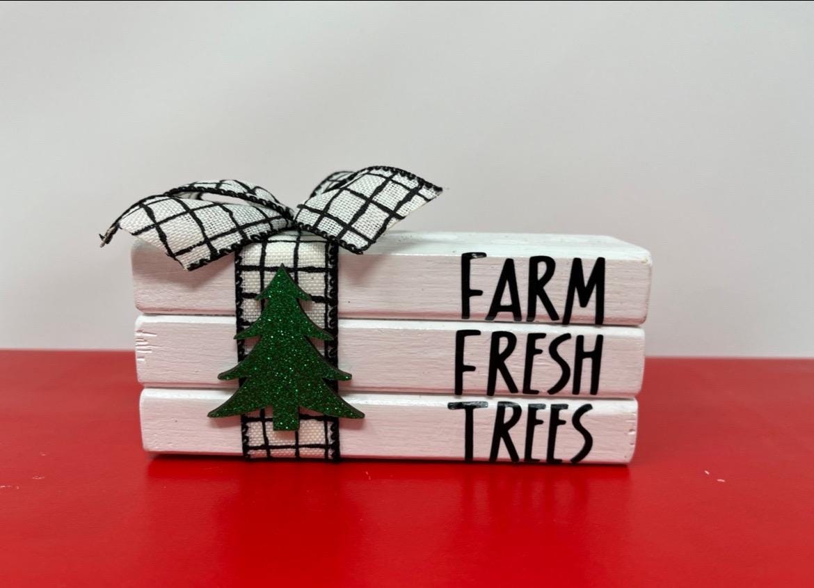 Mini Wood Book Stack, Christmas Book Stack, Handmade Ready to Ship ...