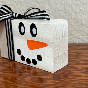 Mini Wood Book Stack, Book Stack, Snowman Book Stack Home Decor ...