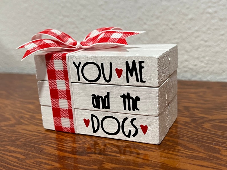 Mini Wood Book Stack, You Me & the Dogs Book Stack, Dog Lover Decor - Etsy