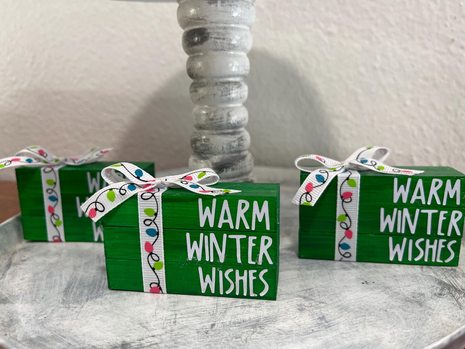 Handmade Mini Wood Winter Book Stack, Tiered Tray Decor - Etsy
