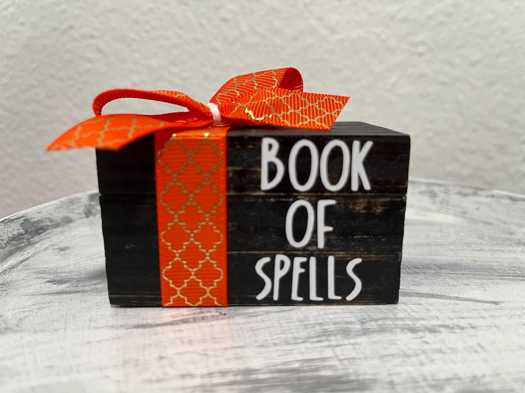 Mini Wood Book Stack, Book Stack, Halloween Book Stack Home Decor ...
