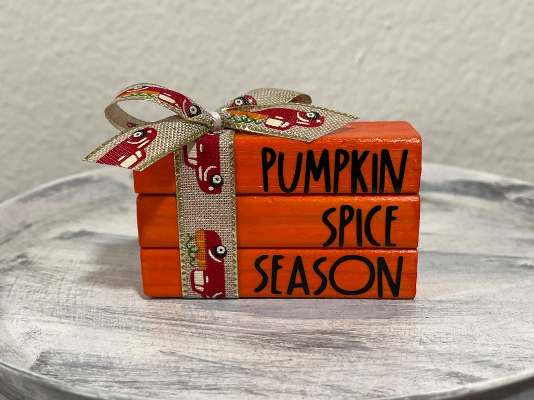 Mini Wood Book Stack, Fall Book Stack, Fall Tiered Tray Decor, Fall ...