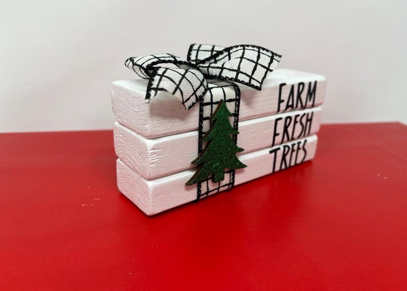 Mini Wood Book Stack, Christmas Book Stack, Handmade Ready to Ship ...