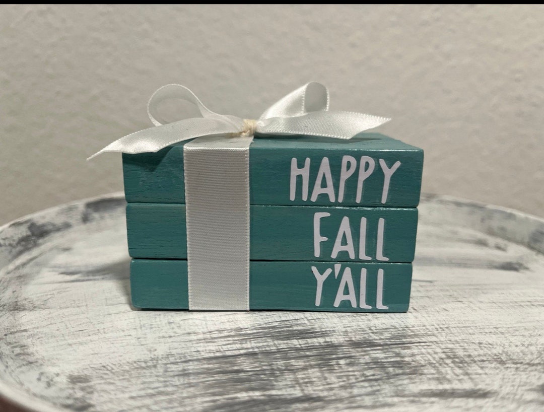 Mini Wood Book Stack, Fall Book Stack, Fall Tiered Tray Decor, Fall ...