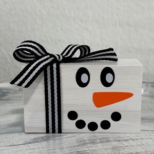 Mini Wood Book Stack, Book Stack, Snowman Book Stack Home Decor ...