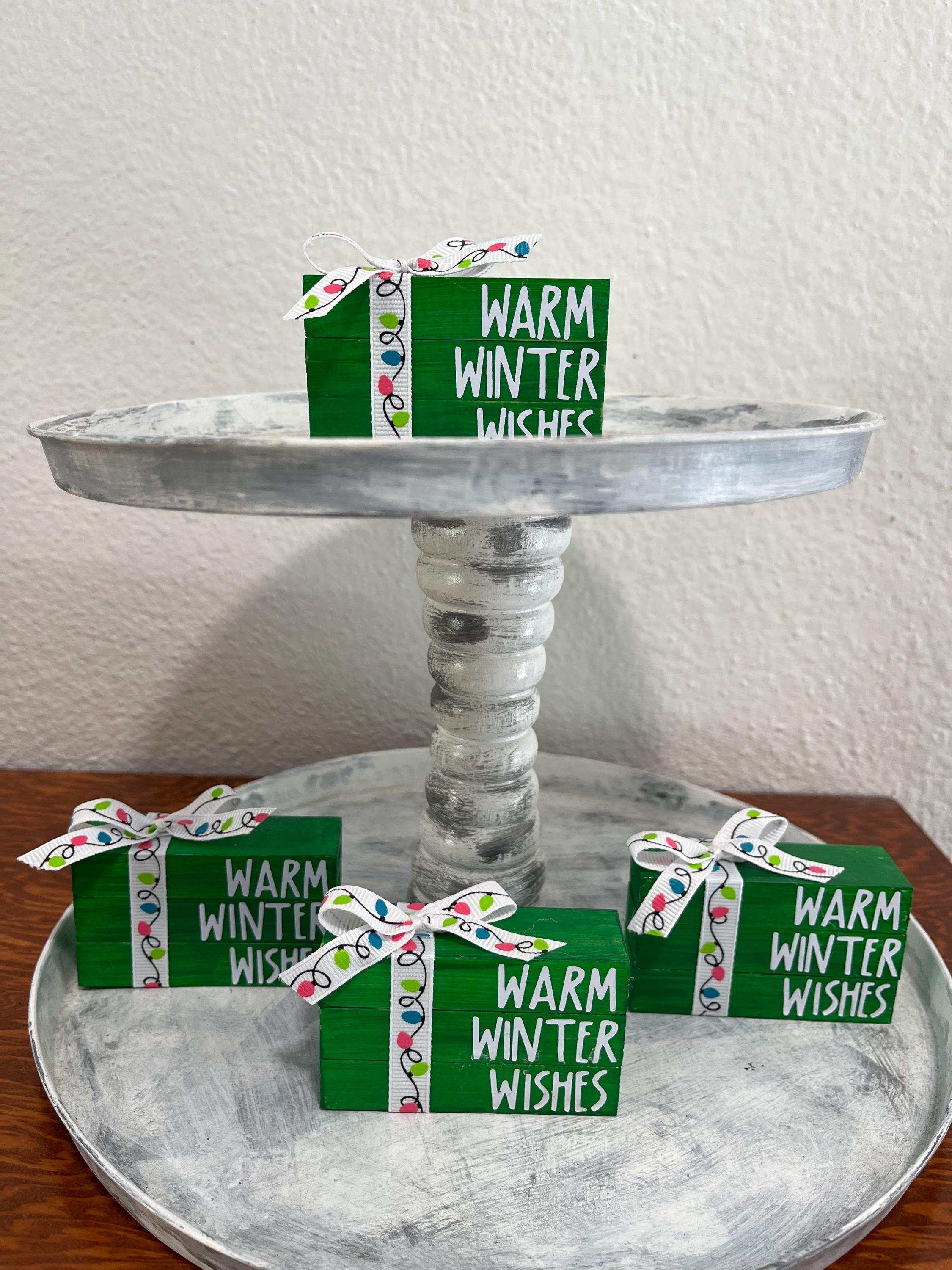 Handmade Mini Wood Winter Book Stack, Tiered Tray Decor - Etsy