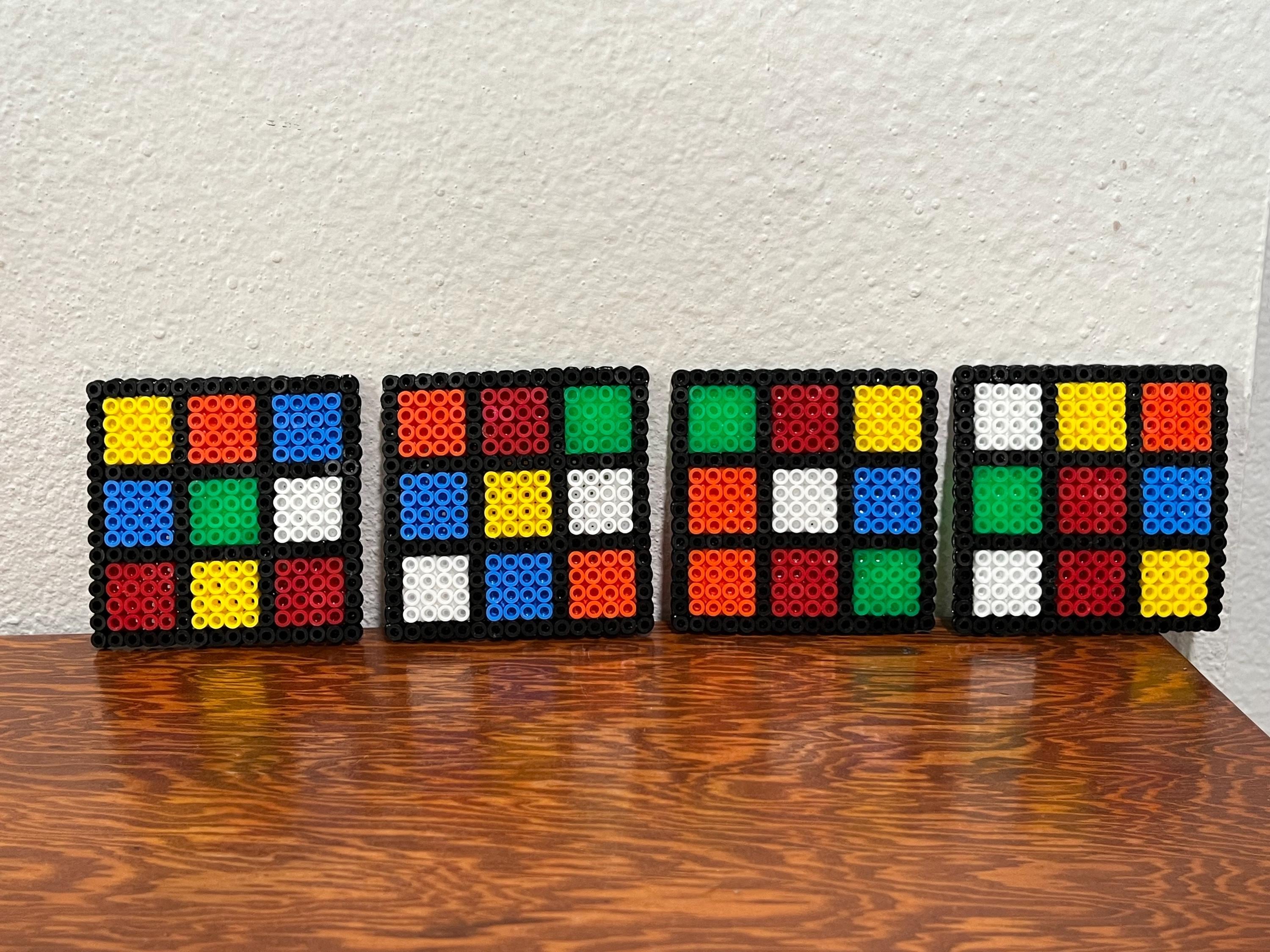 Rubik’s Cube Perler Bead Coasters, Set of 4 Coasters - Etsy