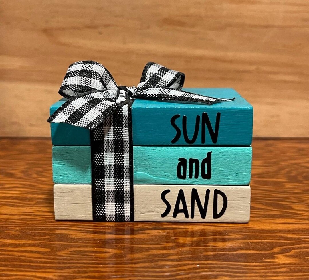 Mini Tier Tray Book Stack-faux Summer Mini Book Stack-tiered Tray Decor ...