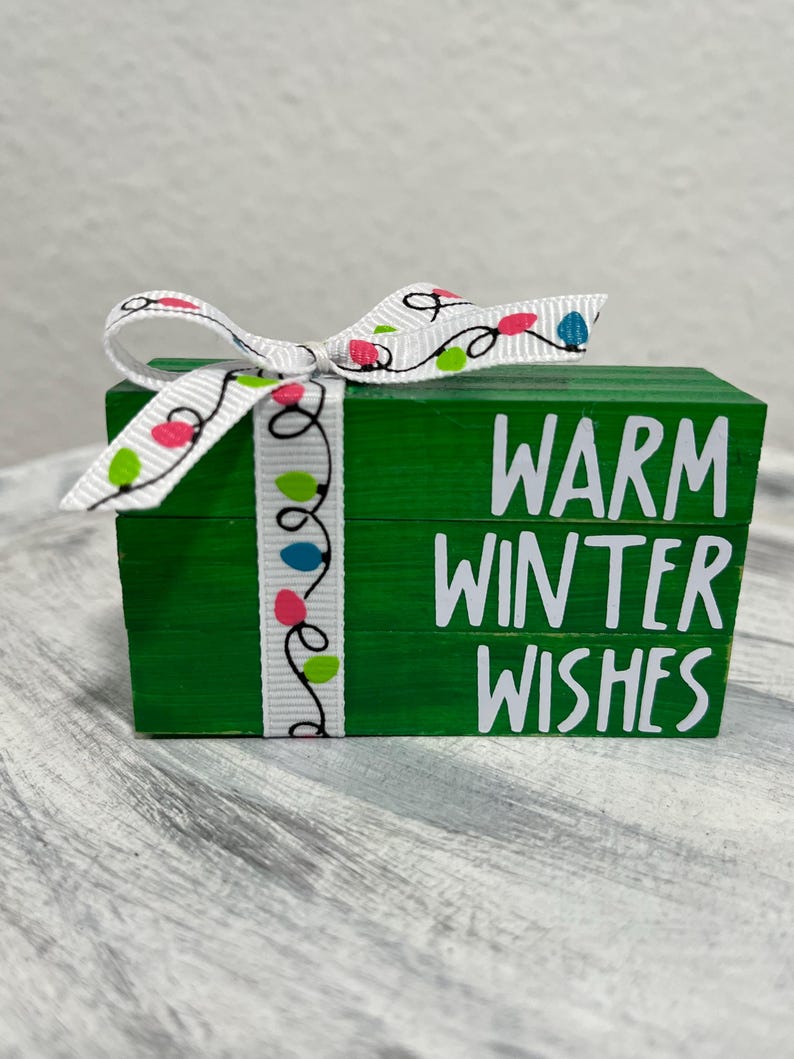 Handmade Mini Wood Winter Book Stack, Tiered Tray Decor - Etsy